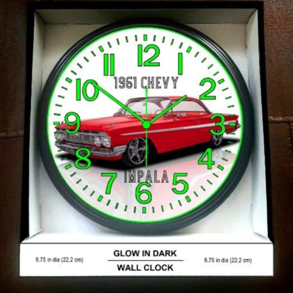 Wall Decor | 1961 Chevy Impala Classic Car Glow In The Dark Wall Clock ...